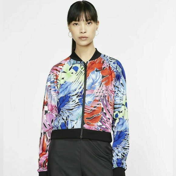 Nike | Jackets & Coats | Nike Hyper Femme Cropped Floral Track Jacket ...